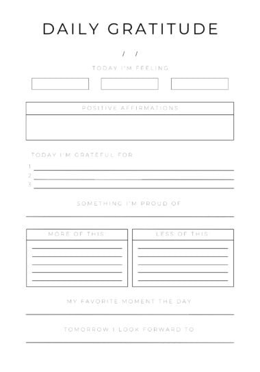 Gratitude Journal Sheets: Free PDF Printable