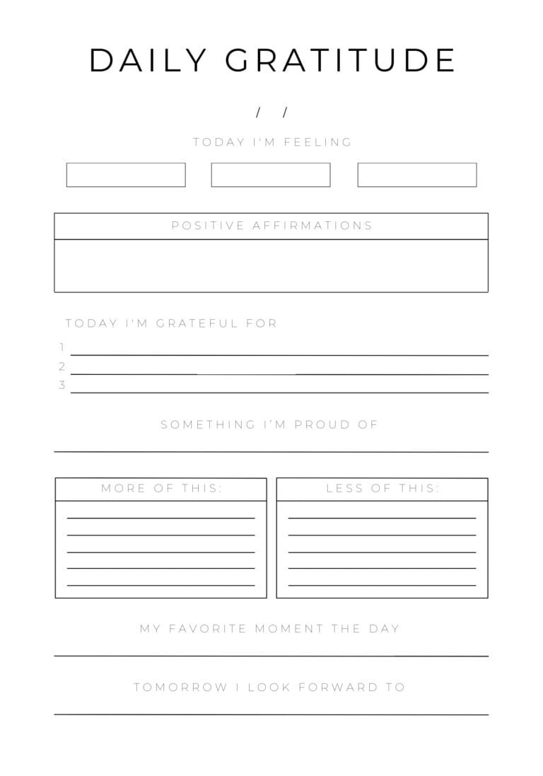 Gratitude Journal Sheets: Free PDF Printable